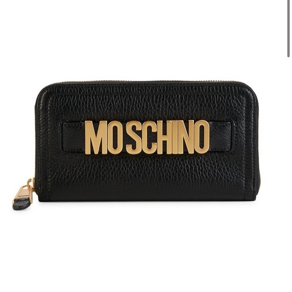 Moschino | Bags | Moschino Pebbled Leather Ziparound Wallet | Poshmark